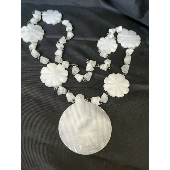 Unbranded | Jewelry | Vintage Carved Alabaster Pendant Necklace Aztec ...